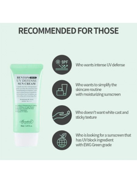 BENTON Air Fit UV Defense Sun Cream SPF50+ PA++++ päikesekaitsekreem keemiliste filtritega - 50 ml